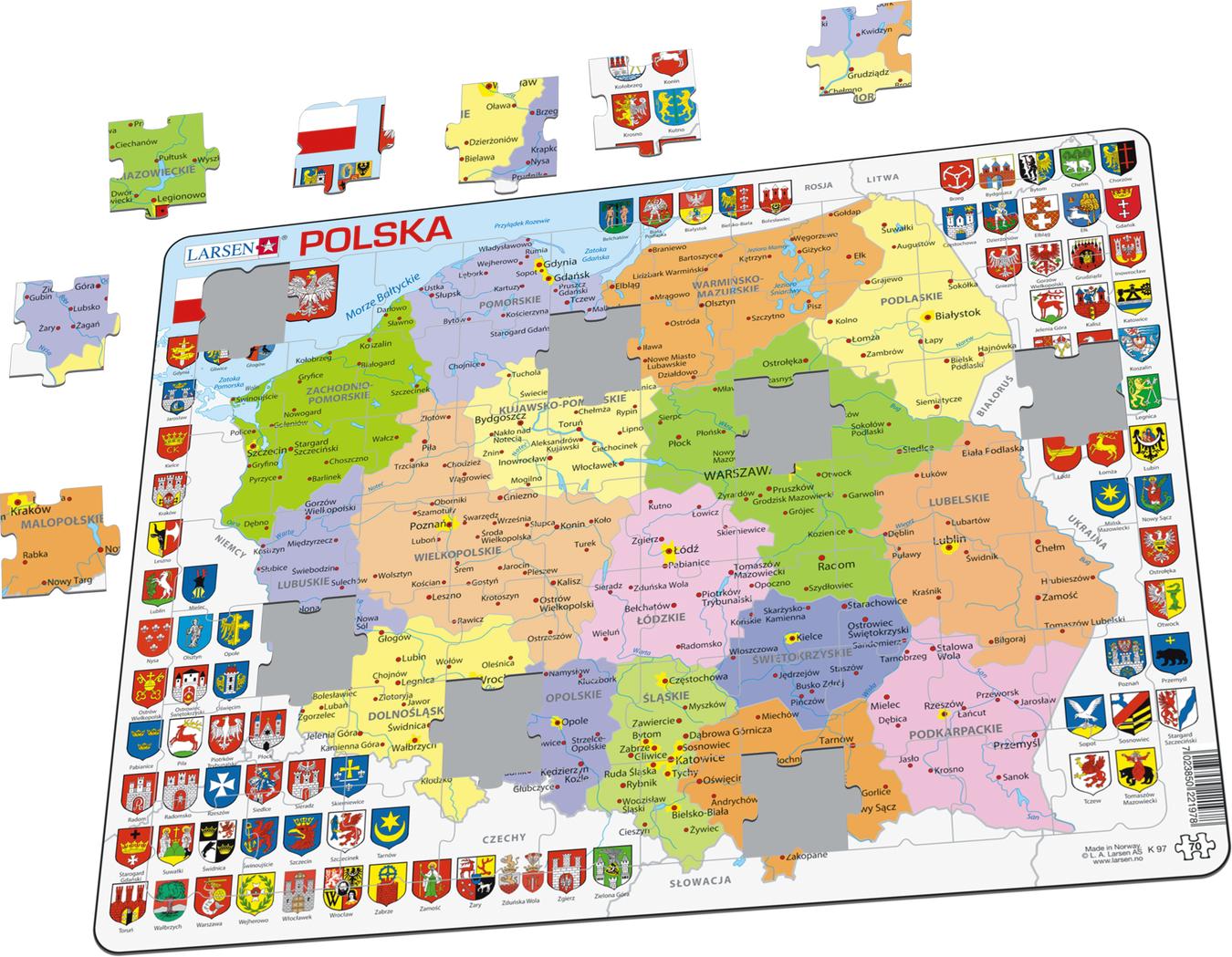 Larsen K98 Framed Puzzle A3 - Lithuania Political :: Maps Of Countries ...